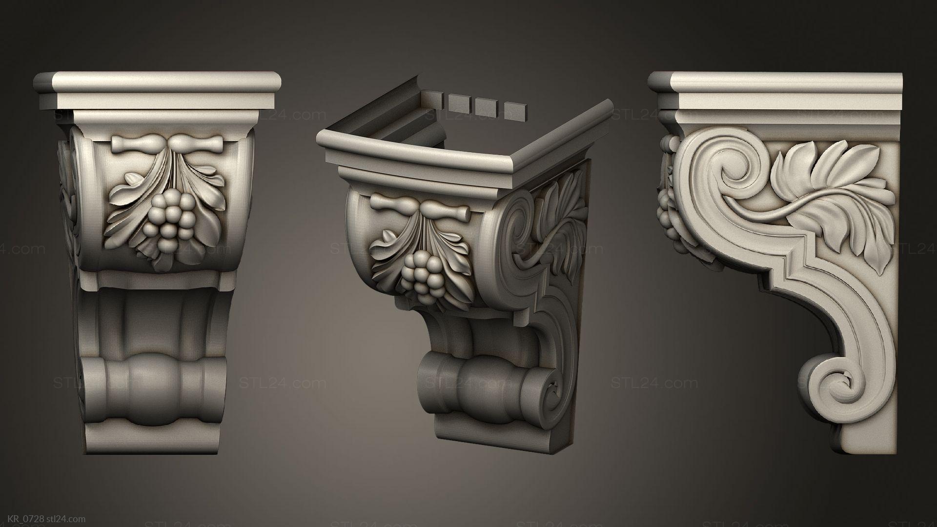 Corbels - corbel 2, KR_0728. 3D stl model for CNC